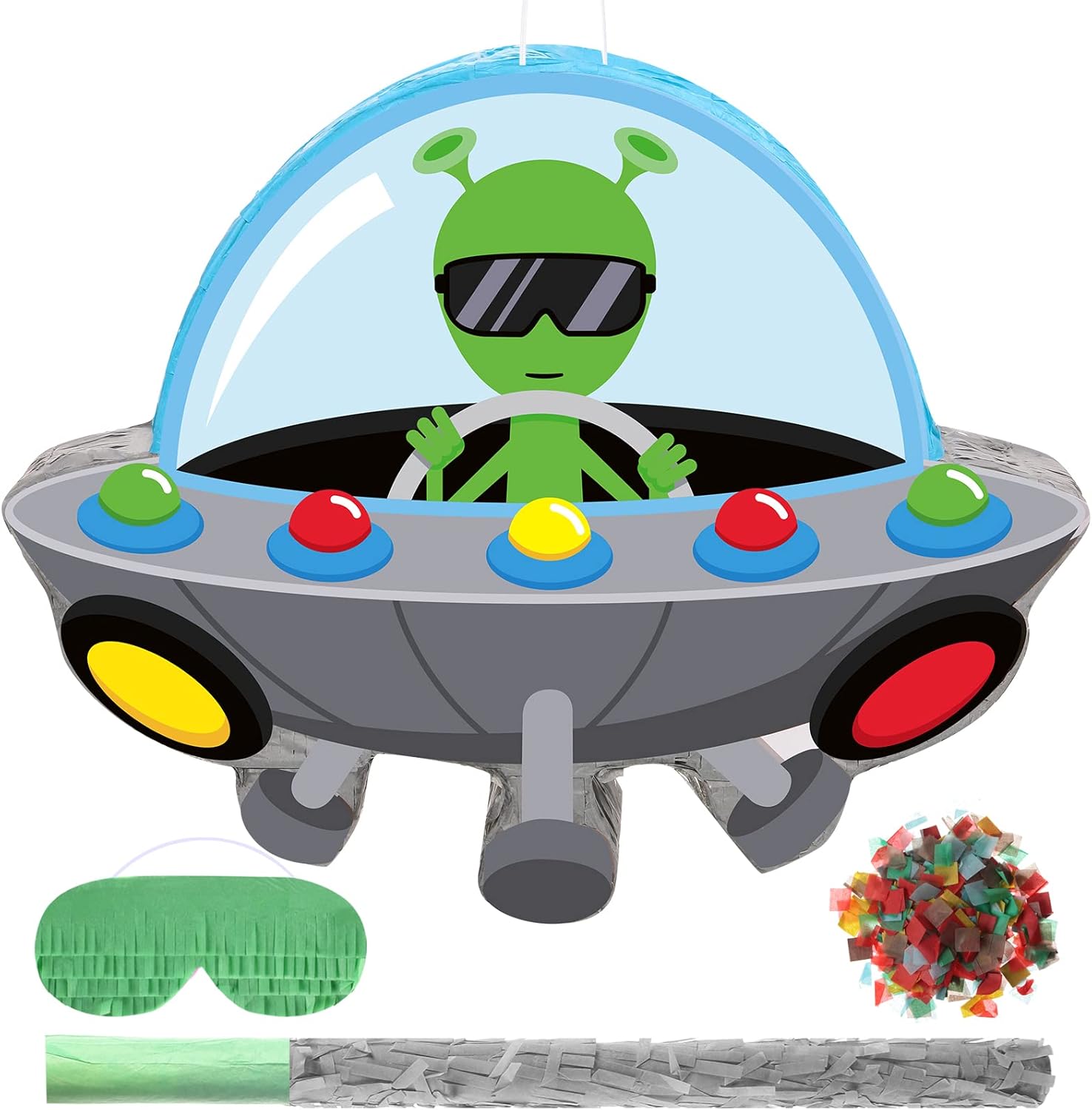 Amazon.com: Harrycle Space UFO Alien Astronaut Party Piñata with Piñata ...
