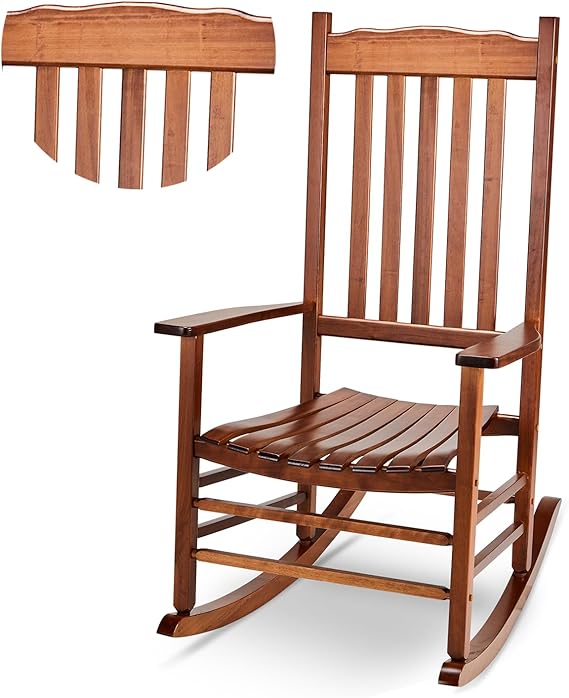 Amazon.com : Outvita Outdoor Rocking Chair, Solid Wood High Back Rocker ...