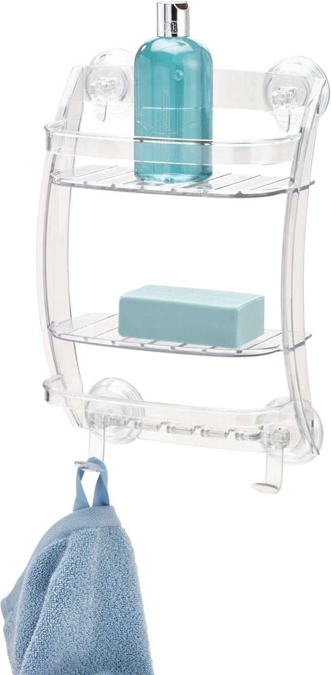 iDesign 53820 Power Lock Suction Bathroom Shower Caddy for Shampoo ...