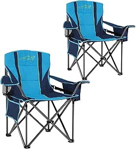 Amazon.com: FAIR WIND 2 Pack Oversized Fully Padded Camping Chair with Lumbar Support, Heavy ...