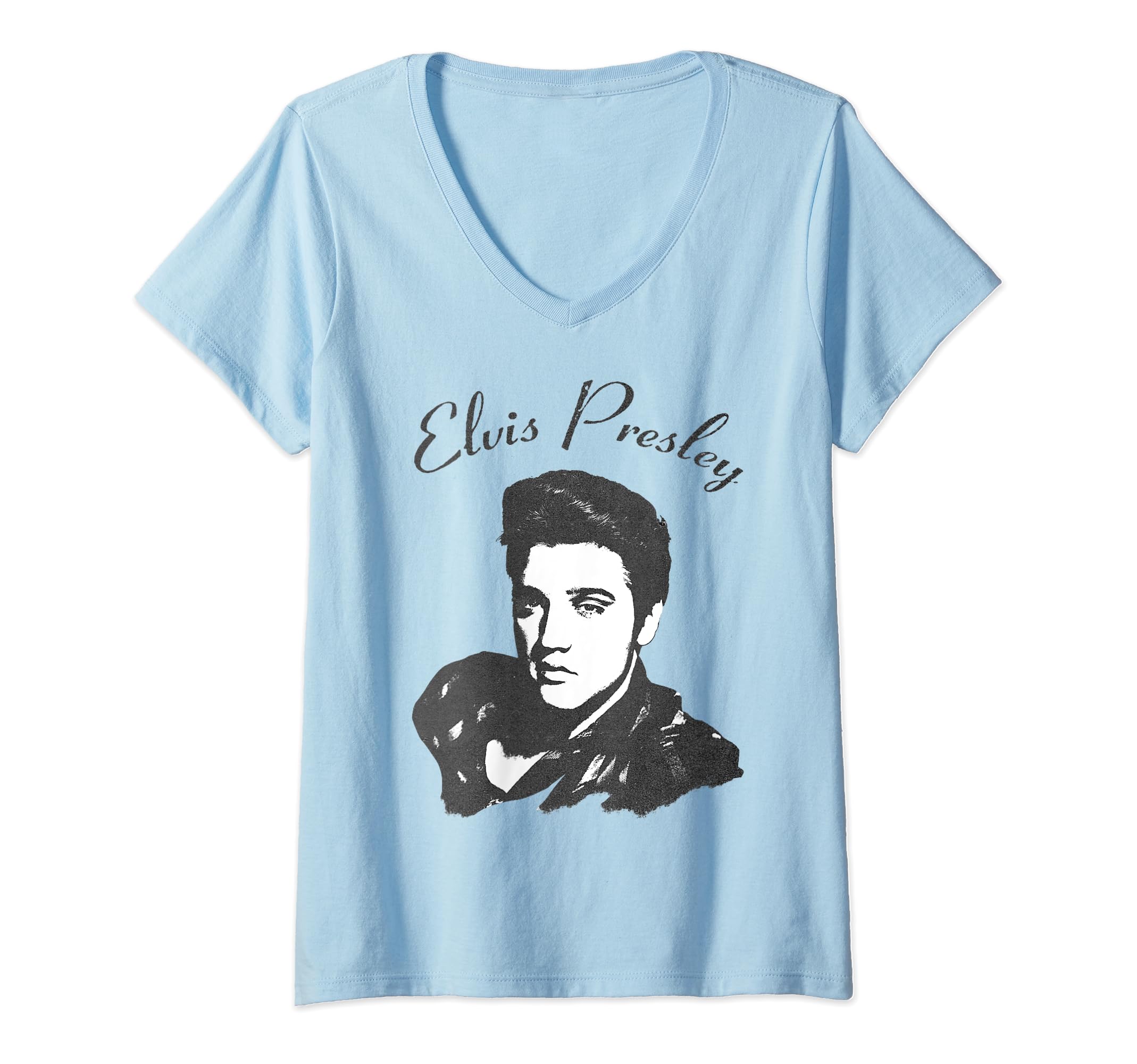 Amazon.com: Womens Elvis Presley Official Script V-Neck T-Shirt ...