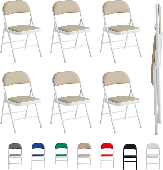 mcc direct Folding Chairs, Faux Leather Foldable Chairs with Metal ...