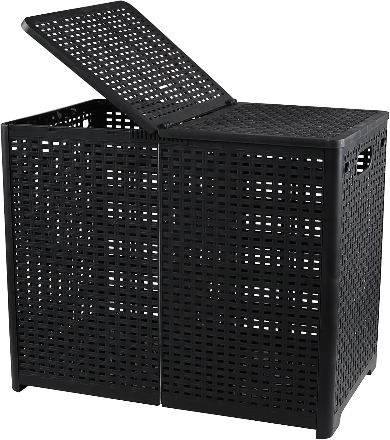 Amazon.com: Readsky 2 Sections Plastic Folding Hamper with Lid, Small ...