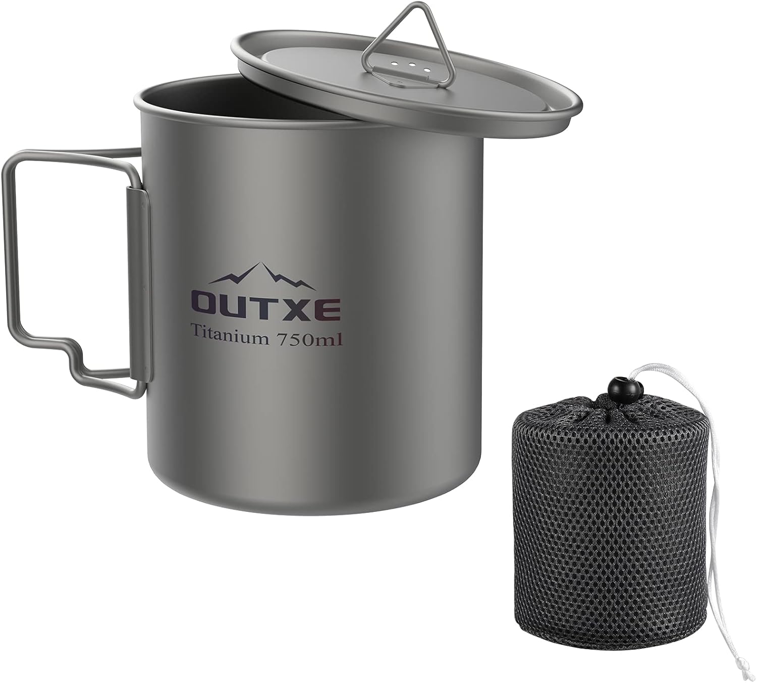 Amazon.com: OUTXE Titanium Pot 750ml with Lid Ultralight Titanium Mug ...