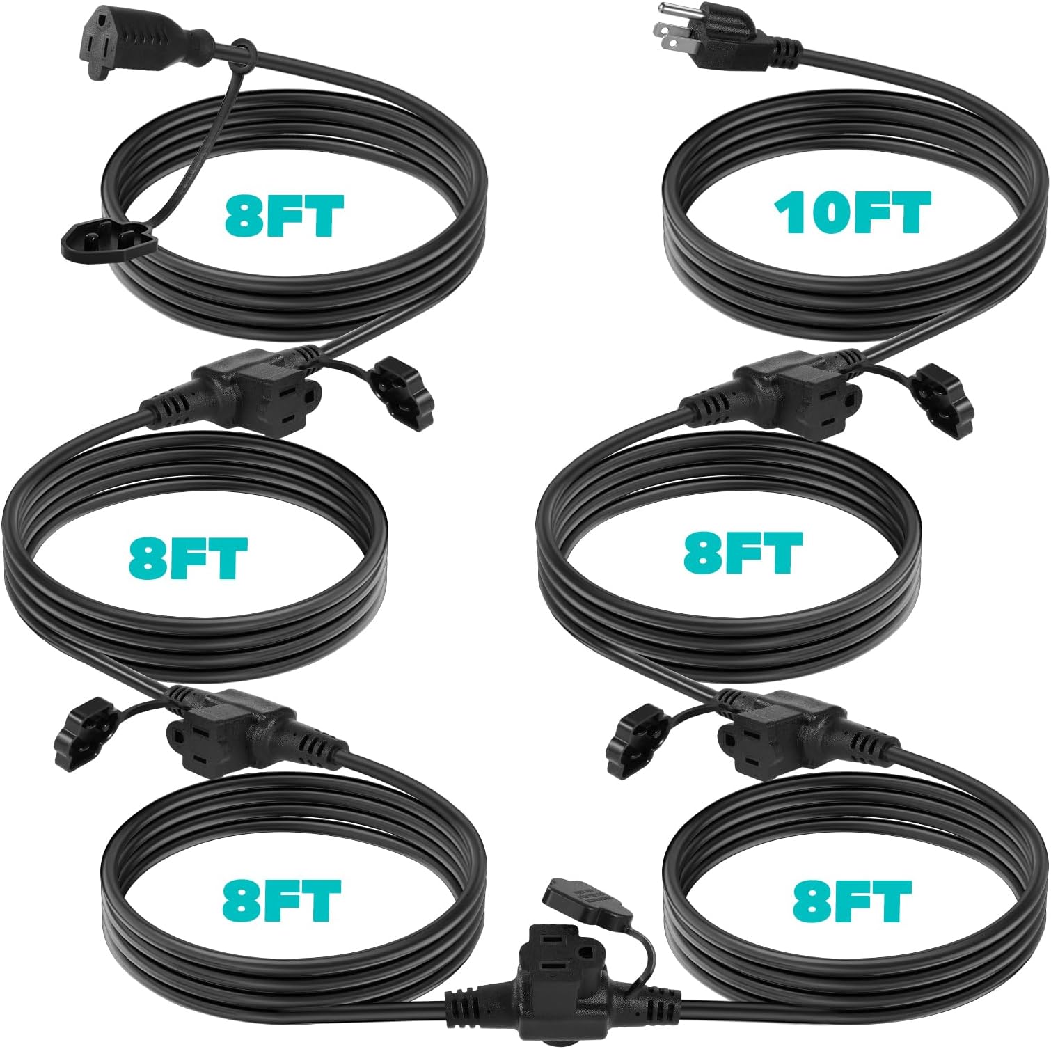 Amazon.com: Makevivi 50Ft Outdoor Extension Cord - Evenly Spaced 6 ...