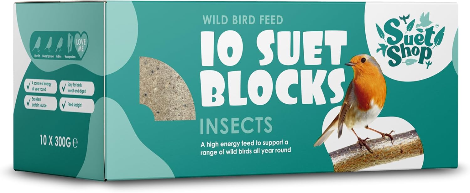 Suet Shop Wild Bird Food Insect Flavoured Suet Blocks Bird Feed 10 Pack ...