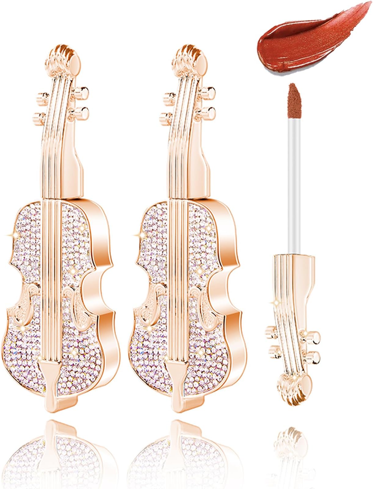 Amazon.com : Domality 2Pcs Creamy Burnt Red Lipstick Set with Violin ...