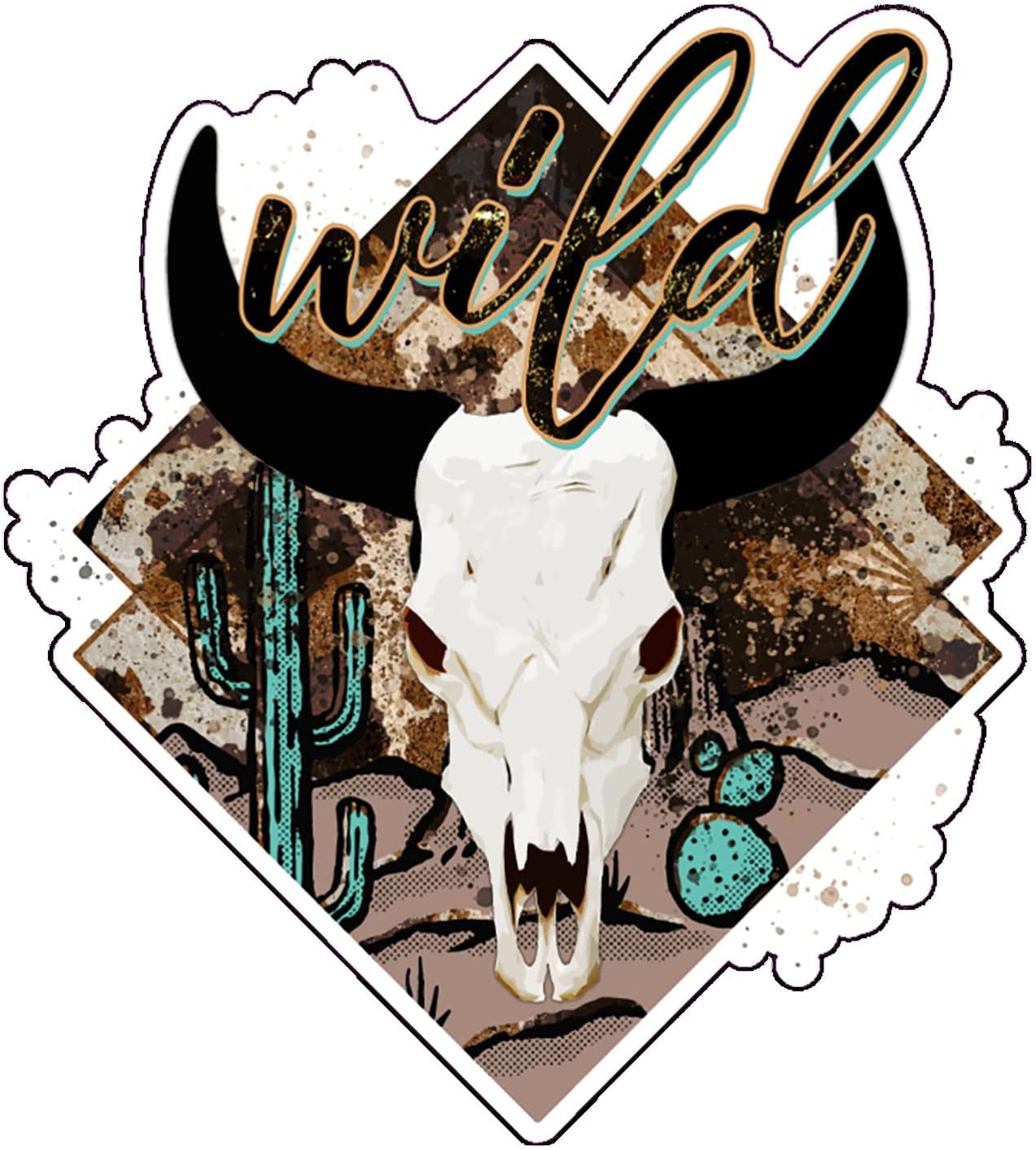 Amazon.com - Wickedgoodz Wild Cow Skull Vinyl Decal - Western Bumper ...