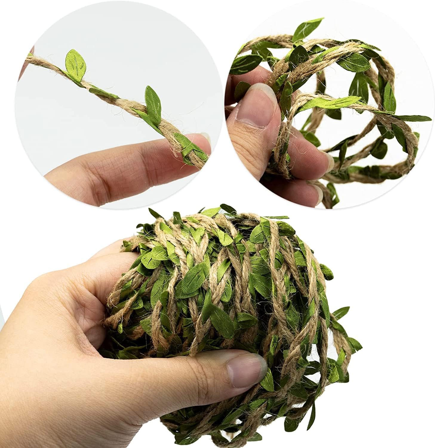 Buy SZXMDKH Green Leaves Jute, Leaf Ribbon, Natural Jute Twine String ...