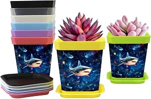 Amazon.com : 8 Pack Square Plastic Planters with Drainage Holes and ...