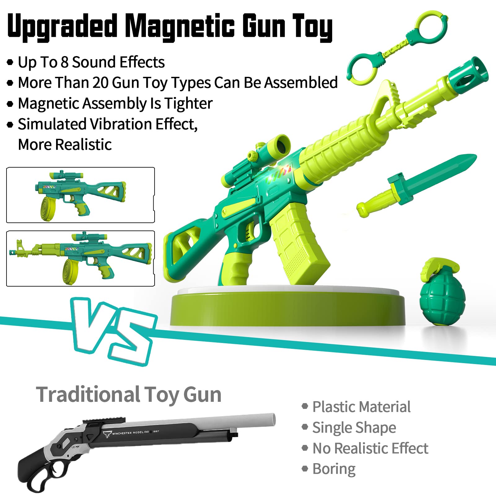 Ci Vetch DIY Magnetic Toy Gun for Boys Kids, Toy Gun for Boys Kids with ...