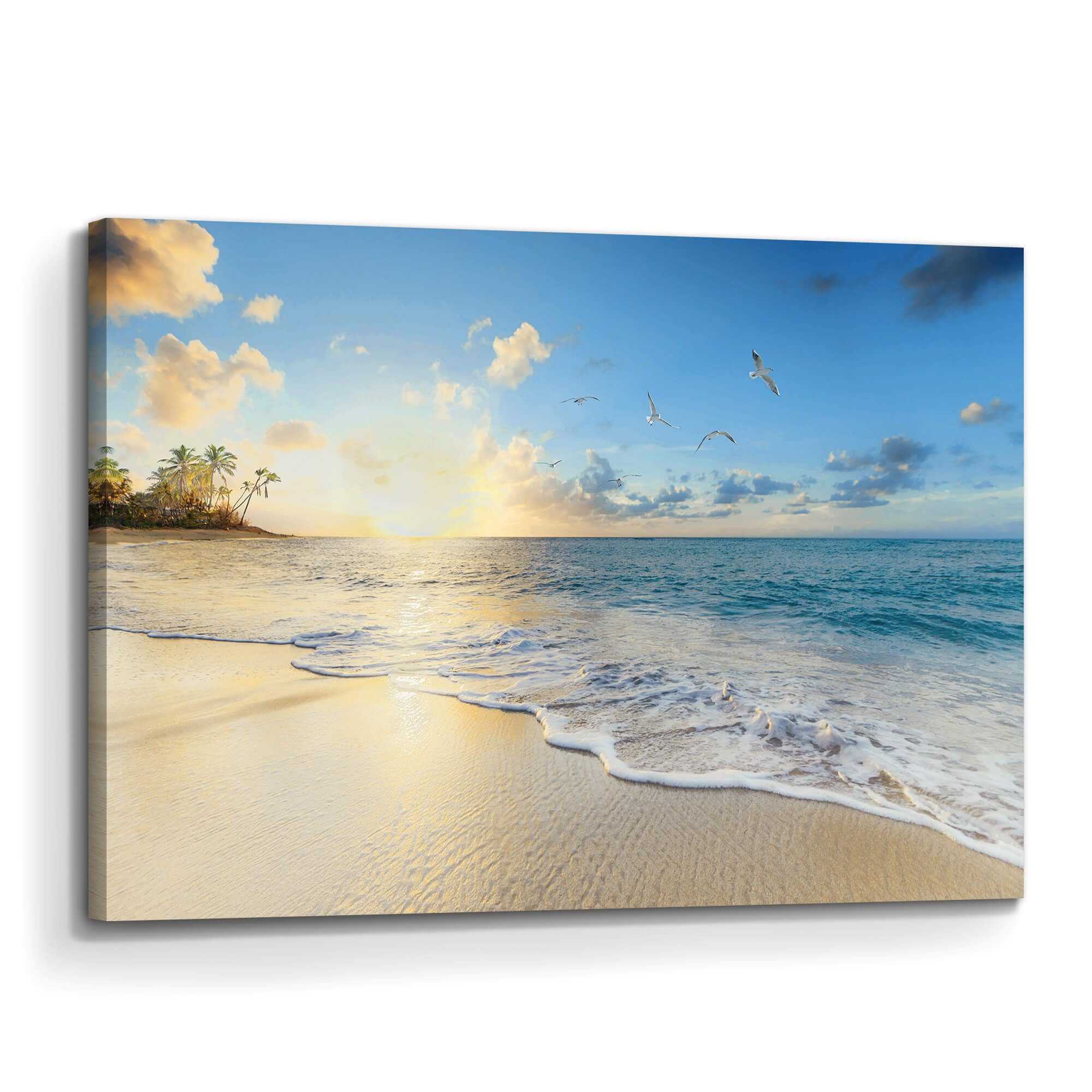 Amazon.com: Ocean Beach Canvas Wall Art: Coastal Picture Seaside Sea ...