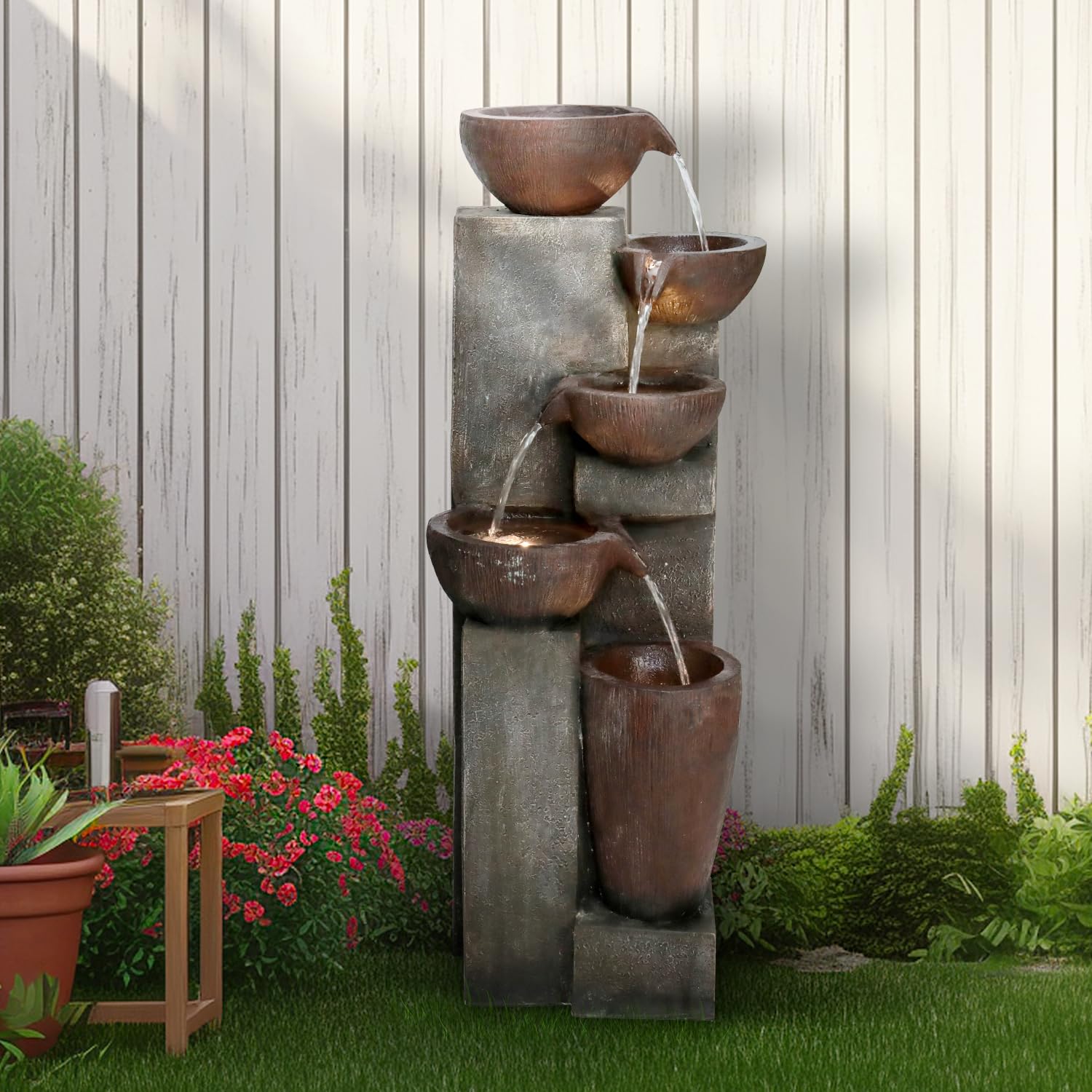 Amazon.com: Naturefalls 39.7" H Water Fountains with LED Lights, 5-Tier ...