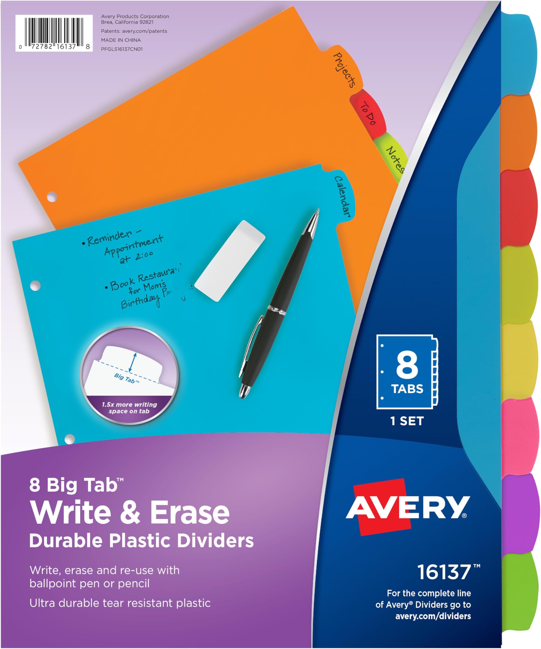 Amazon.com : Avery Binder Tabs - 3 Ring Binder Dividers with Tabs ...