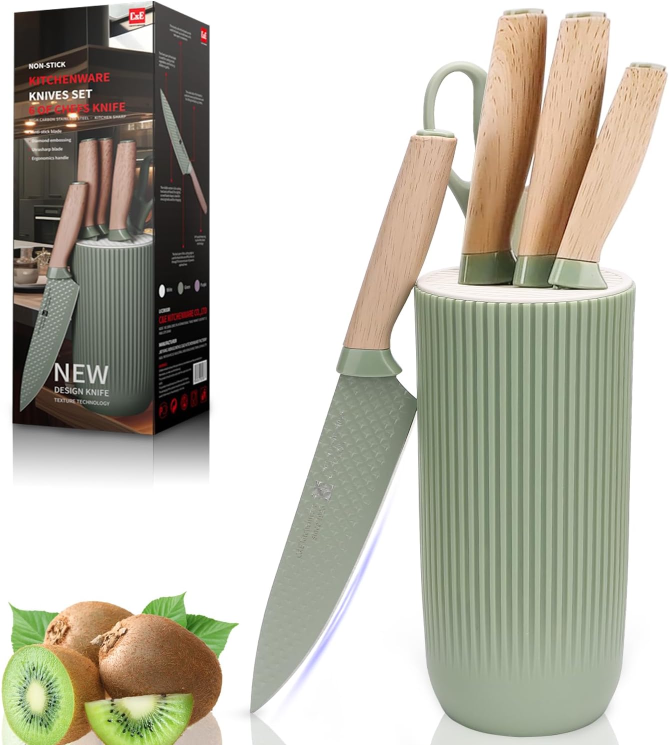 Amazon.com: Kitchen Knife Set, Retrosohoo 6-Pieces Black Sharp Knife ...