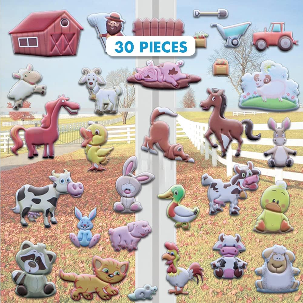Amazon.com: Funny Farm Animals Window Clings for Kids & Toddlers (by ...