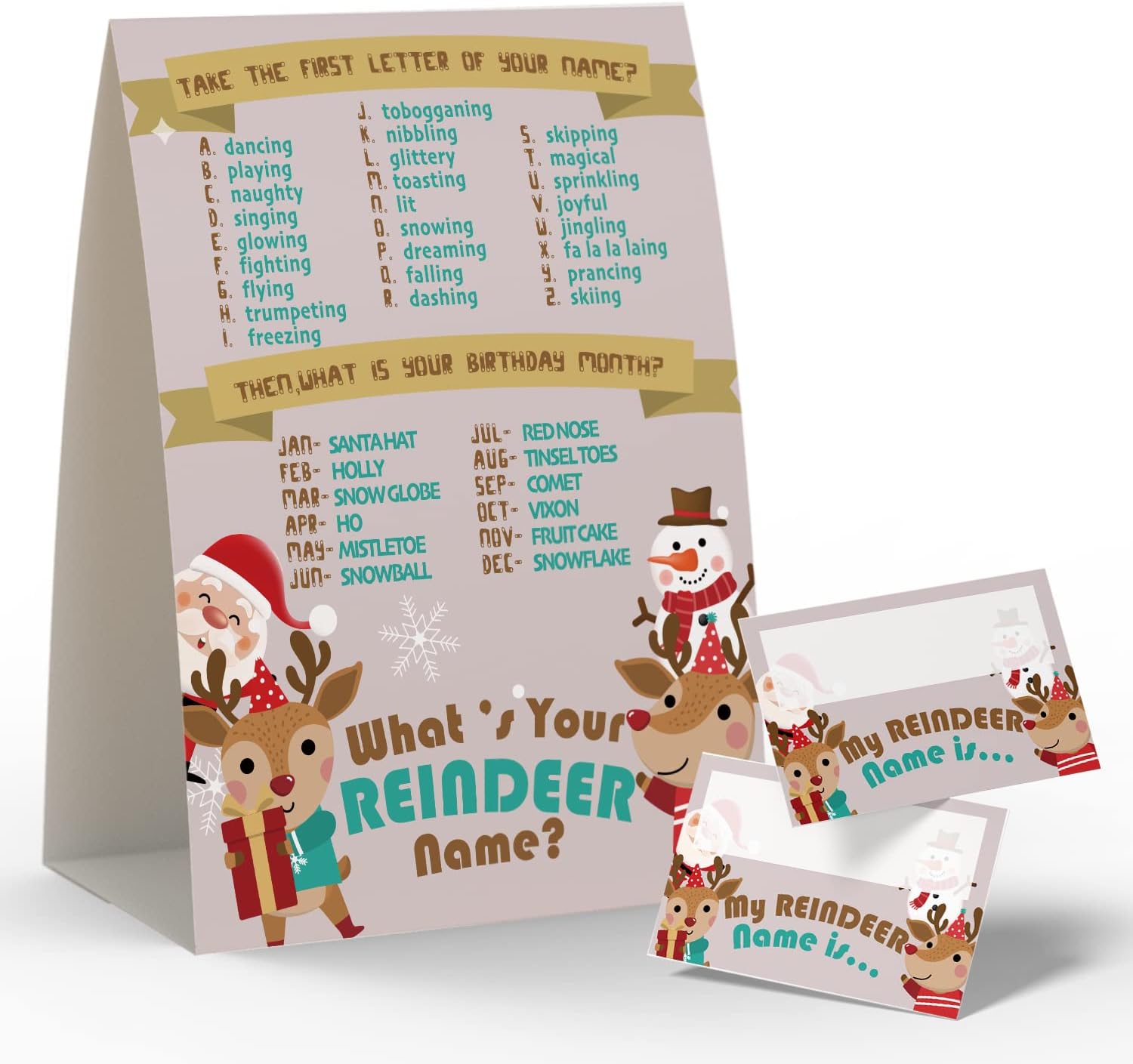 Amazon.com: What's Your Reindeer Name Game, Christmas Party Games, 50 ...