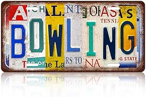 Amazon.com: Vintage Sport Metal Tin Sign Bowling License Plate Wall ...
