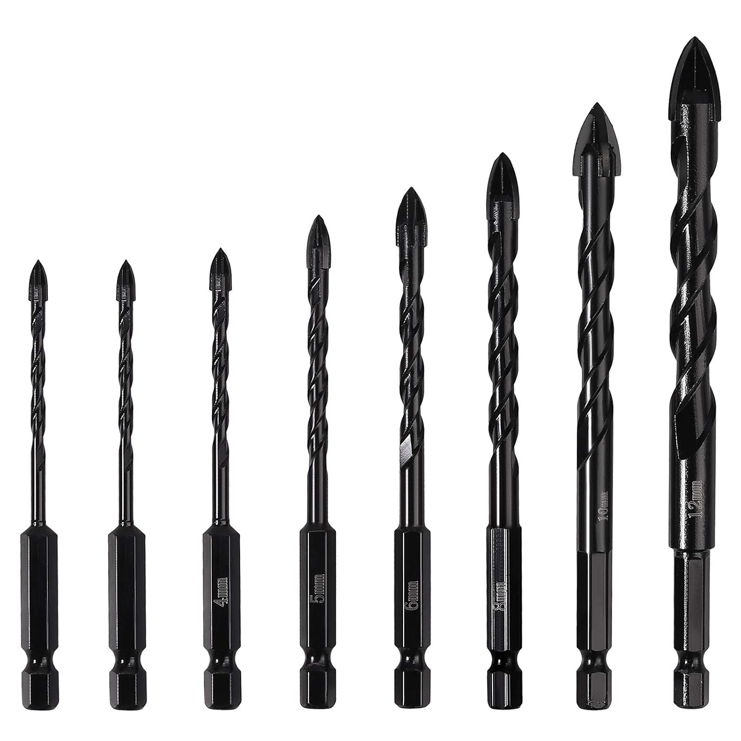 Amazon.com: 8 Pcs Masonry Drill Bits Set Cross Tungsten Carbide Ceramic ...