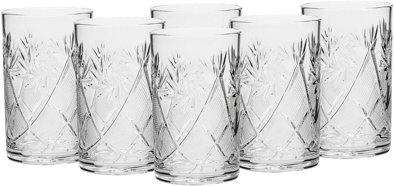 Amazon.com | World Gifts Russian Cut Crystal Tempered Glasses for Tea ...