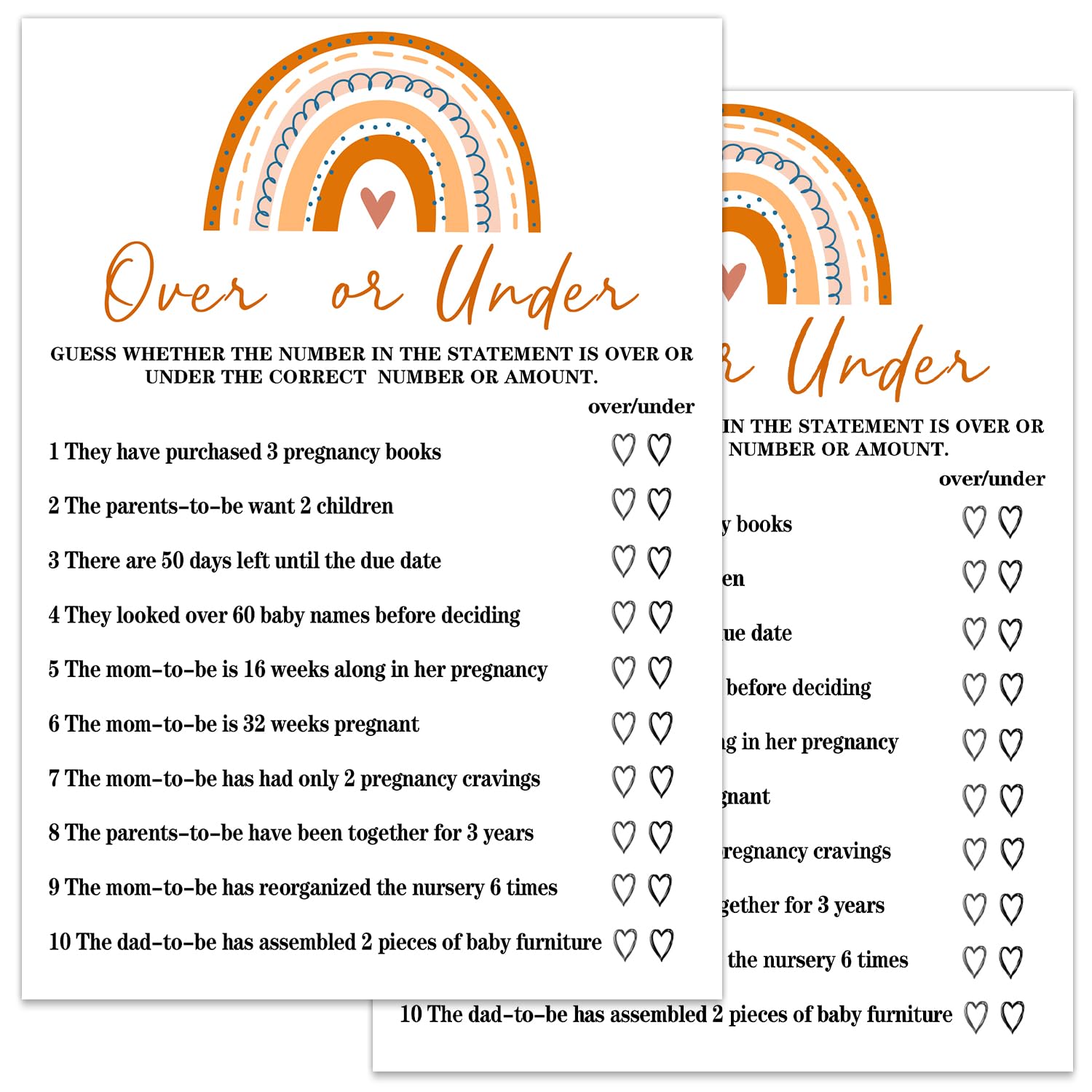 Amazon.com : Baby Shower Game, Over or Under, Fun Games and Activities ...