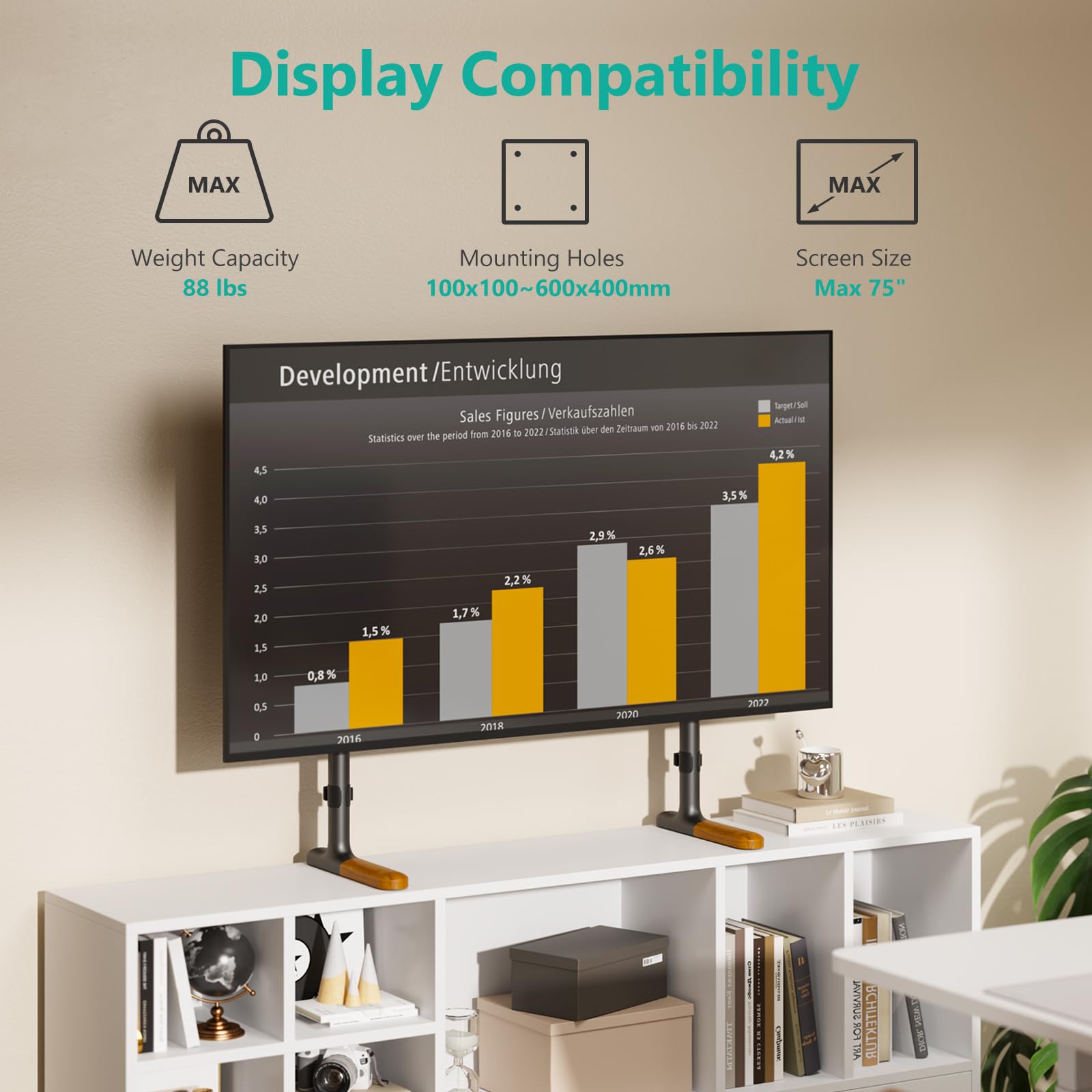Snapklik.com : WALI TV Stand For 40 To 75 Inch TVs Up To 88lbs, Easel ...