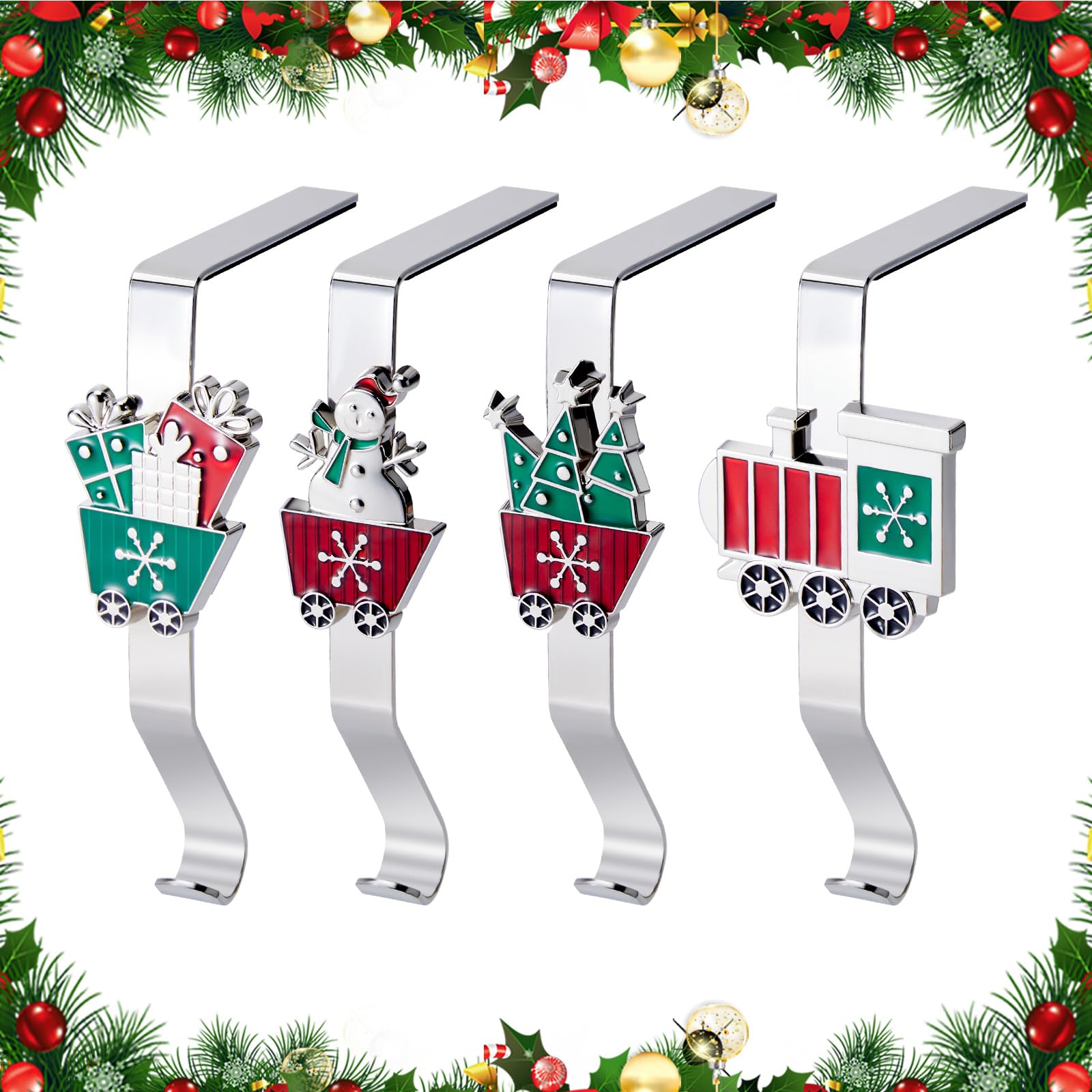 Amazon.com: Christmas Stocking Holders for Mantles Set of 4, Colorful ...