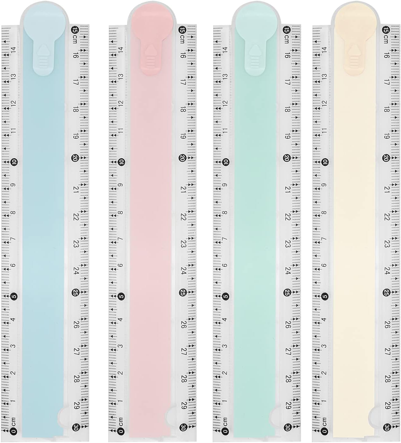 4 Pcs Folding Ruler,30cm Transparent Straight Ruler Kit,Geometric ...