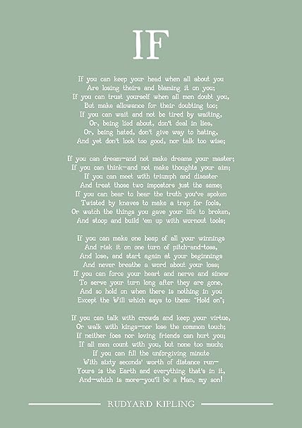 Rudyard Kipling If poem art print design A4 size : Rudyard Kipling ...