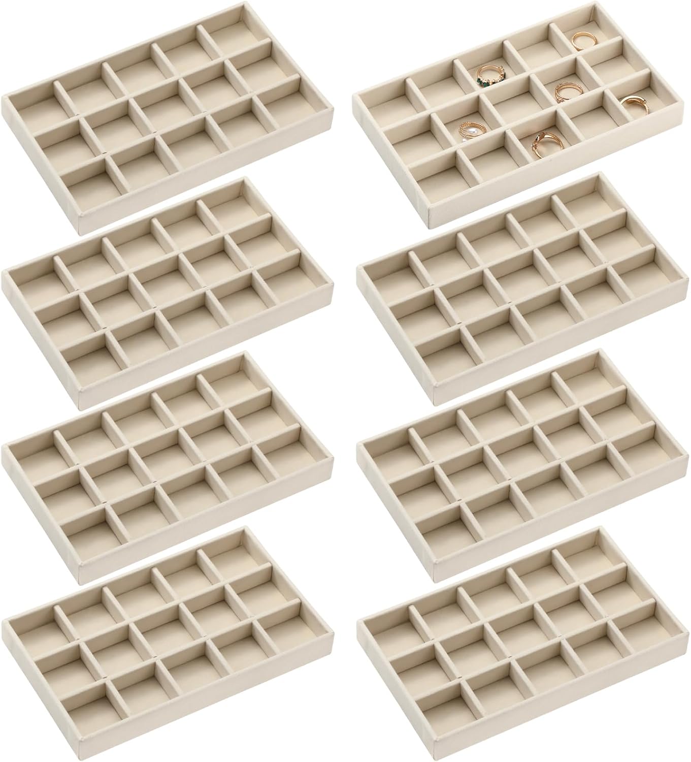 Amazon.com: Highergo 8 Pcs Small Velvet Jewelry Trays Stackable Drawers ...