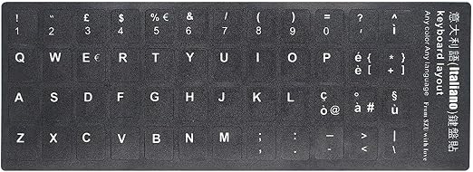 Amazon.com: 2 PCS Italian Keyboard Stickers with Non-Transparent Black ...