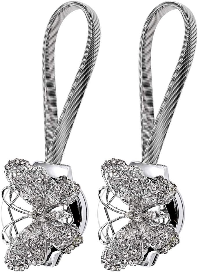 Amazon.com: Sumnacon 2 Pcs Crystal Curtain Magnetic Tiebacks ...