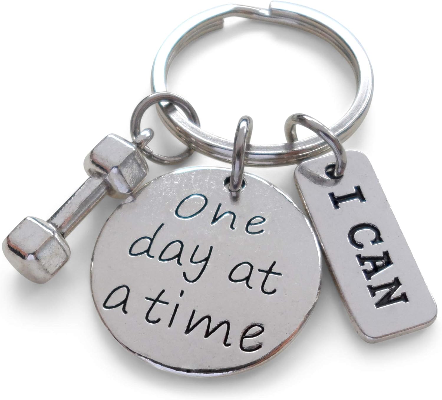 Amazon.com: I can & One Day At A Time Fitness Encouragement Keychain ...