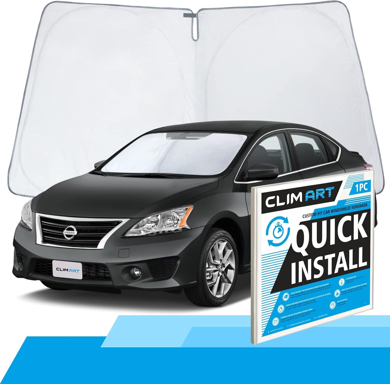 Amazon.com: CLIM ART Windshield Sun Shade for Nissan Sentra 2013-2019 ...
