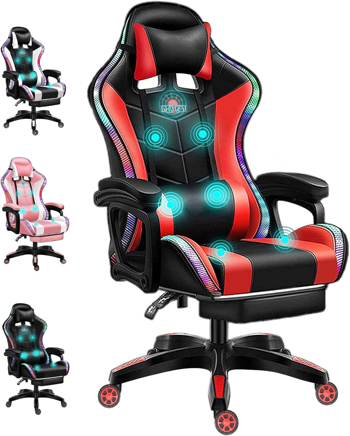 Amazon.com: RGB Gaming Chair, Ergonomic Video Game Chair with Led Light ...