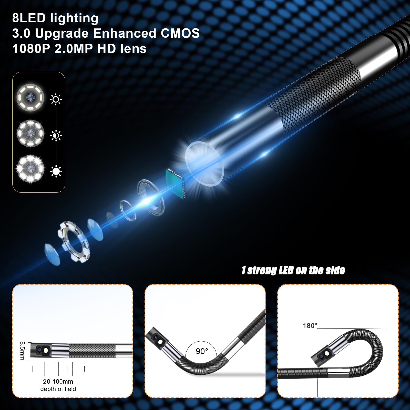 Snapklik.com : Dual Lens Articulating Borescope Inspection Camera
