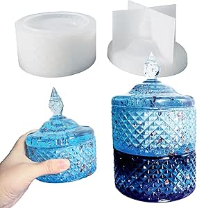 Amazon.com: Style Stackable Diamond Storage Box Resin Mold with 1 lid Silicone Molds Epoxy Resin ...