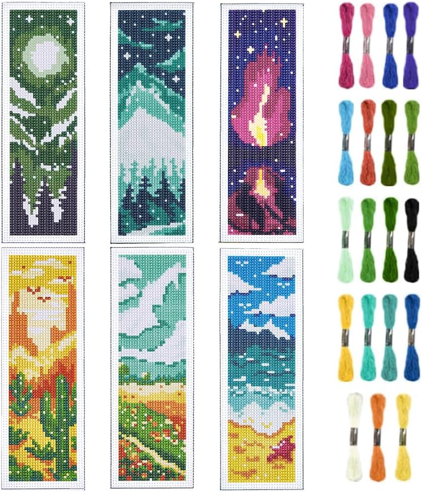 Amazon.com: ZuoAnLF Cross Stitch Bookmark Kit 4PCS,DIY Bookmarks Cross ...