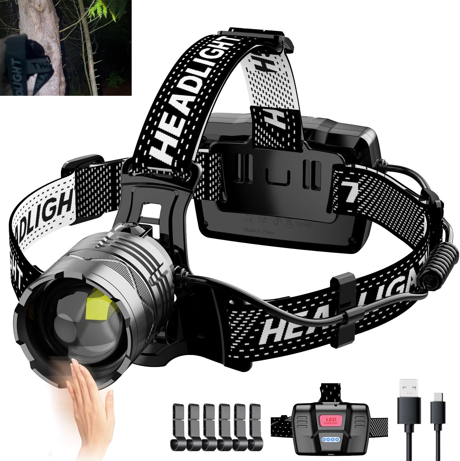 Amazon.com: 100000 Lumen LED Headlamp, Rechargeable Head Lamp LED, 7 ...