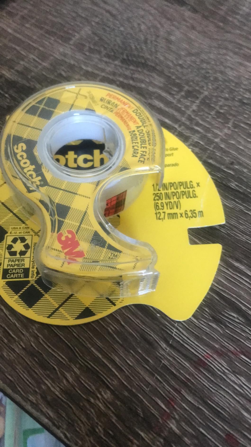 Scotch Tape Double Sided Tape, 12.7mm Wide x 6.3m, 1 Roll in Dispenser ...