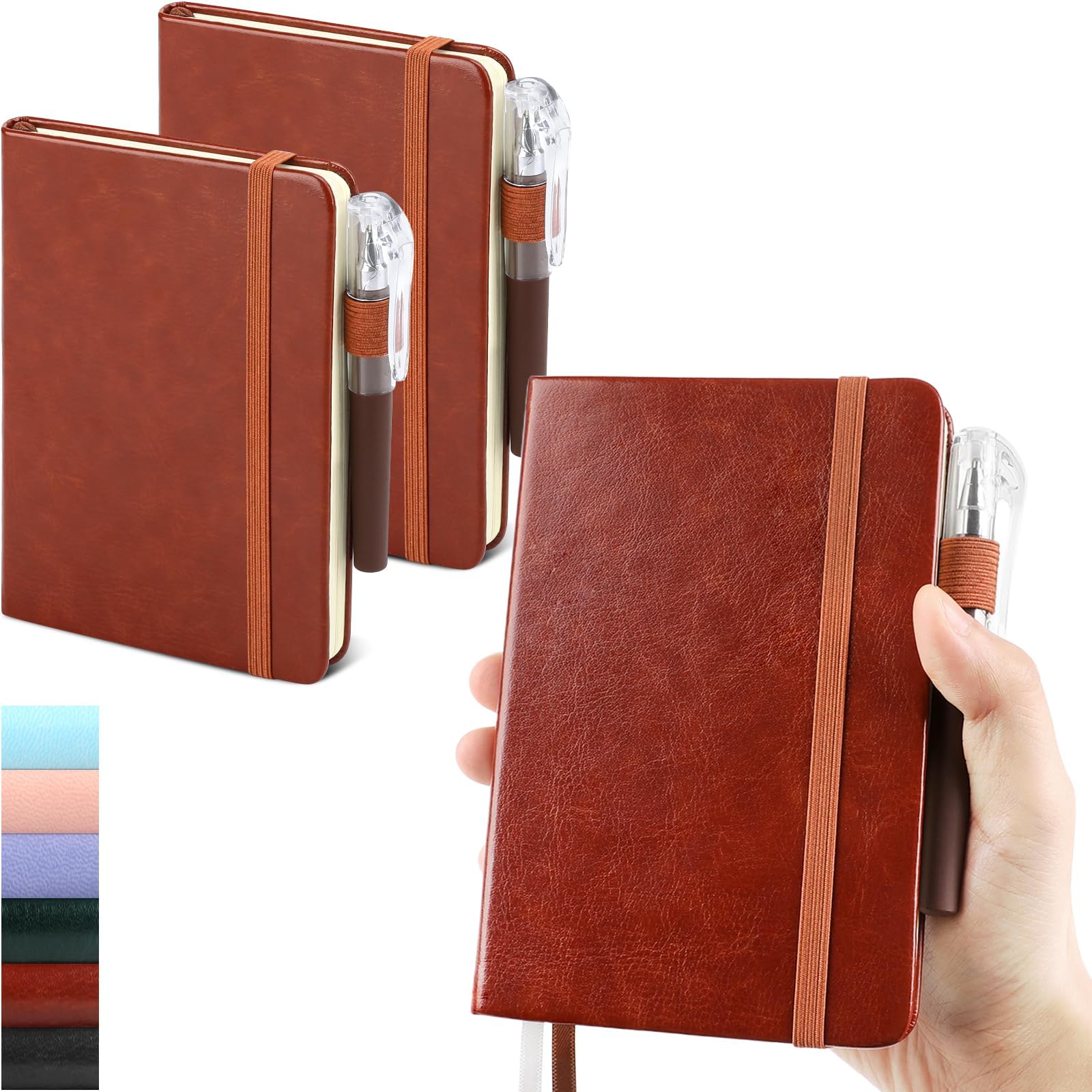 Amazon.com : 3 Pack Pocket Small Notebook Journals for Women Men, 480 ...