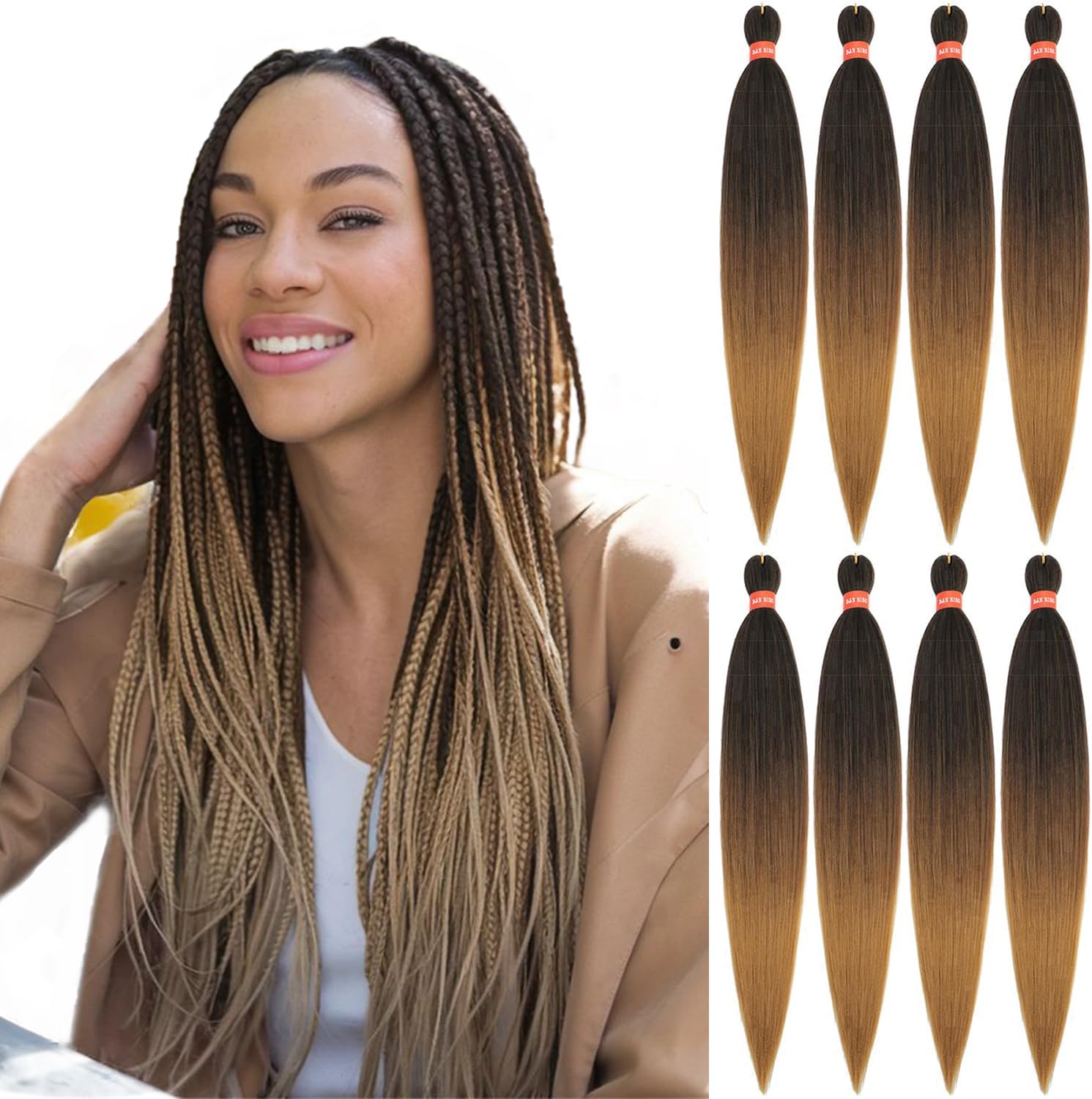 Amazon.com : Ombre Pre-stretched Braiding Hair, Silky Braid Hair ...