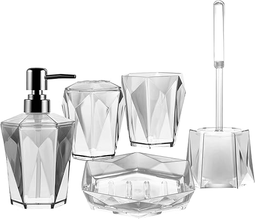 Amazon.com: Locco Decor Bathroom Vanity Accessory 5 Pieces Grey Acrylic ...