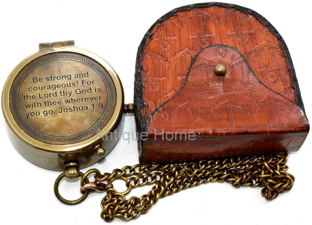 Engraved Compass Be Strong And Courageous. Do Not Be Afraid Stock