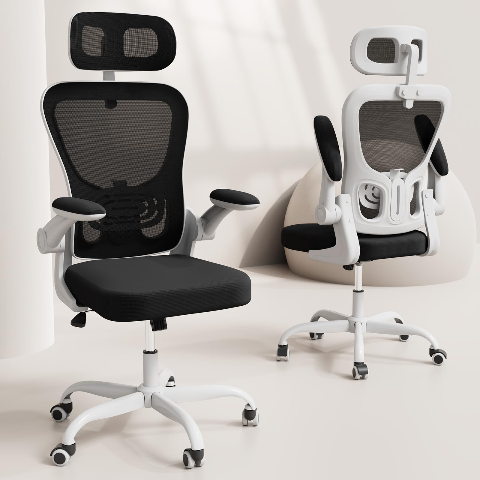 Amazon.com: Wasait Ergonomic Desk Chair White Office Chair Computer ...
