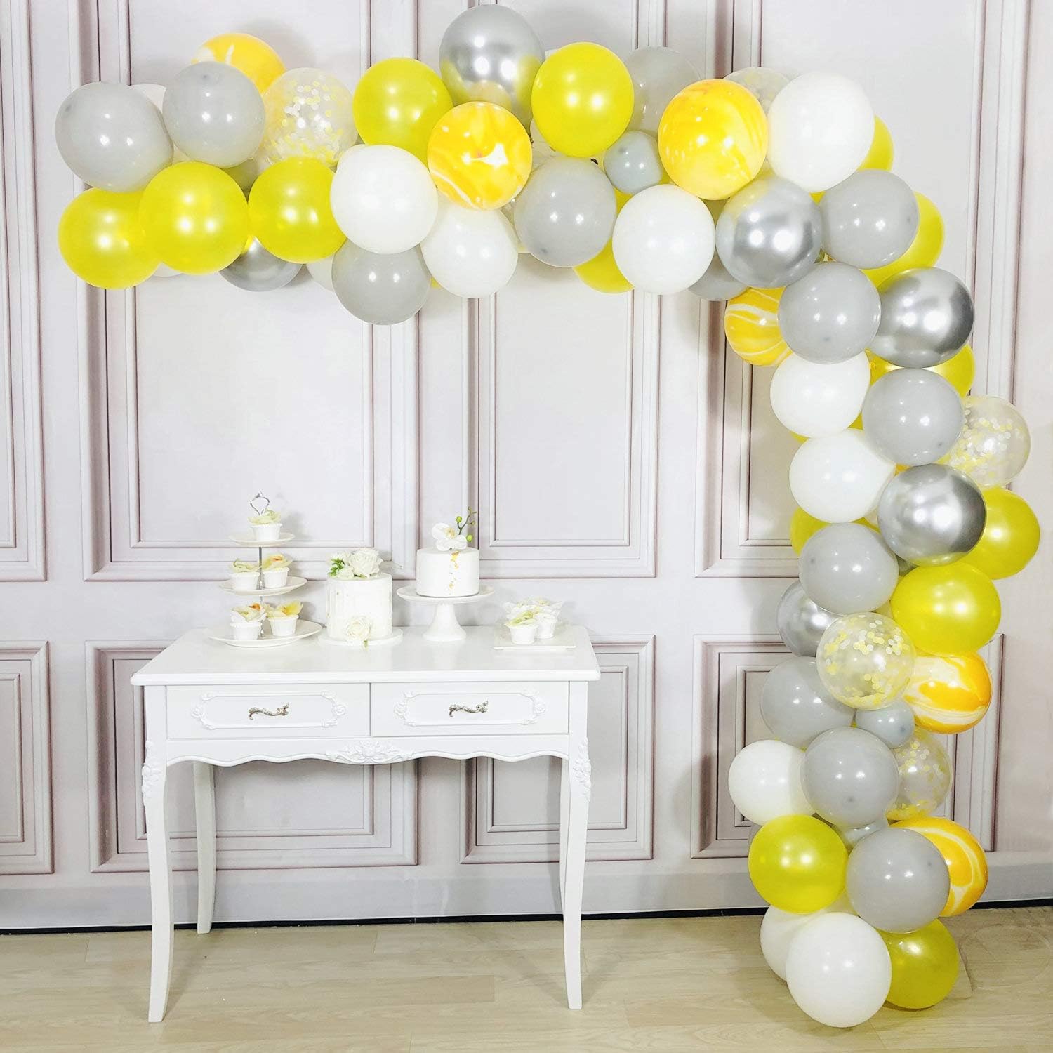 Amazon.com: Kubert Elephant Baby Shower Decorations Grey Yellow Balloon ...