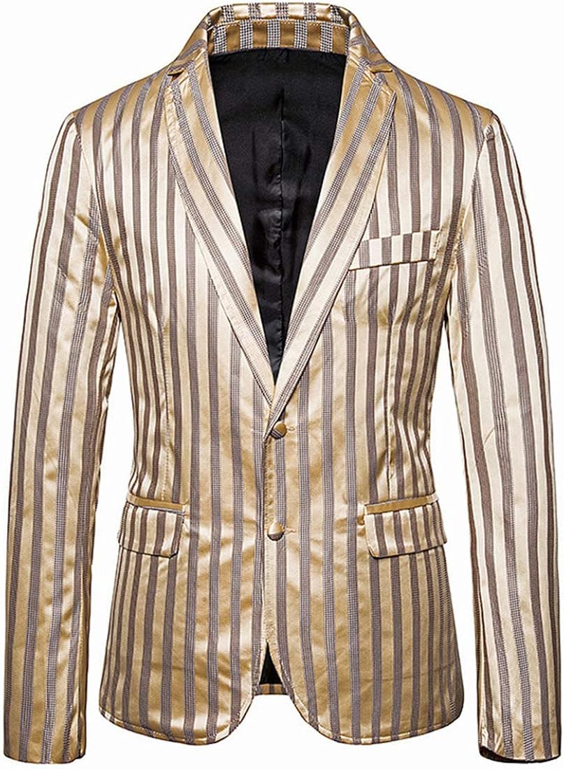 PPPPA Men's Striped Linen Cotton Lightweight Slim Fit Casual Suit ...