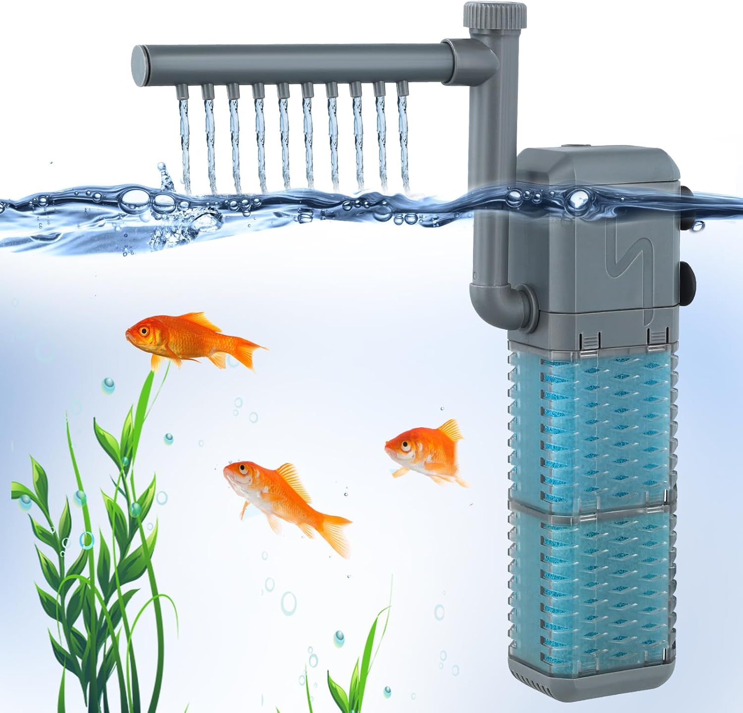 4 in 1 Internal Fish Tank Filter, 800 L/H Aquarium Filter Pump with ...