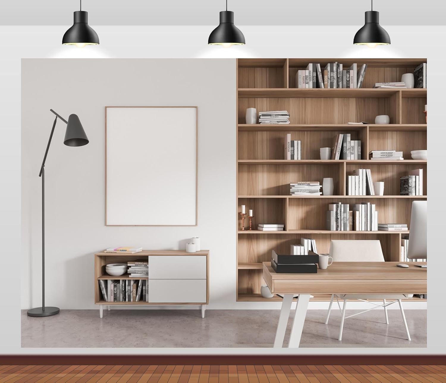 Amazon.com : Loccor 7x5ft Fabric Office Backdrop Modern Interior Wooden ...