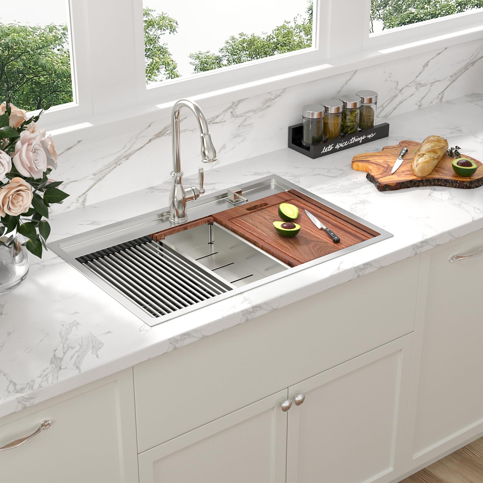 Snapklik.com : Drop In Splash Guard Kitchen Sink - 33"x 22" Drop ...